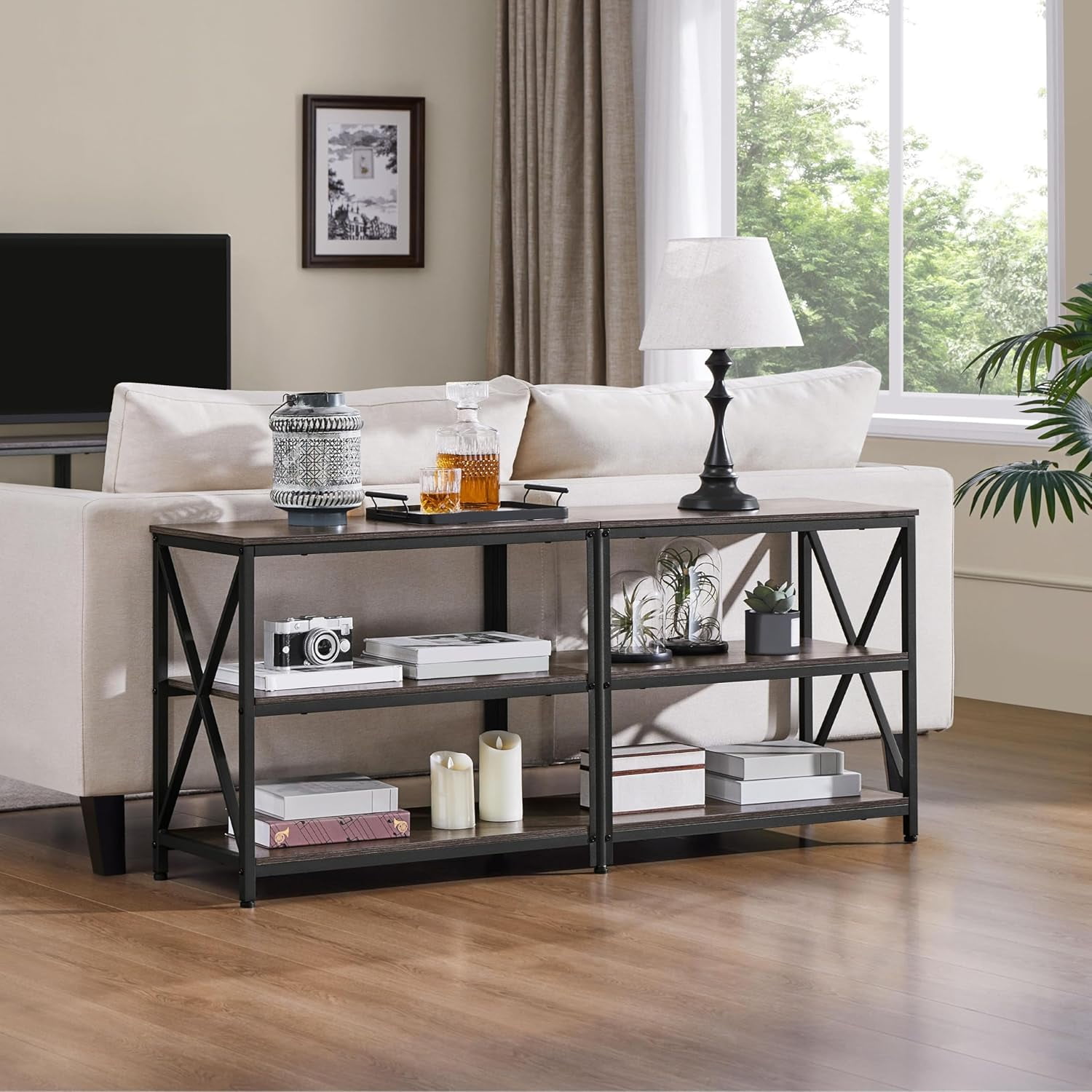 Console Table Behind Couch, Narrow Long 3-Tier Entryway Table with ...