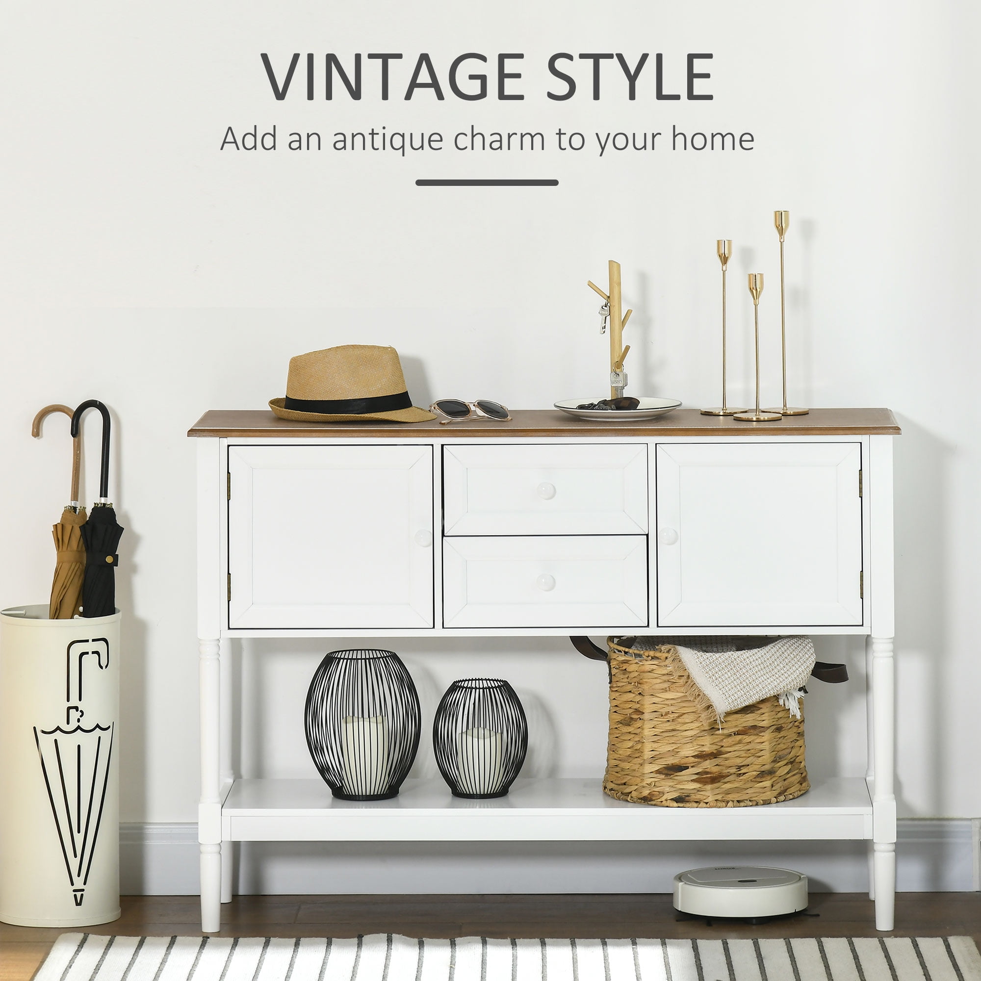 Console Table with Bottom Shelf, Long Semi Circle Sofa Table for Small ...