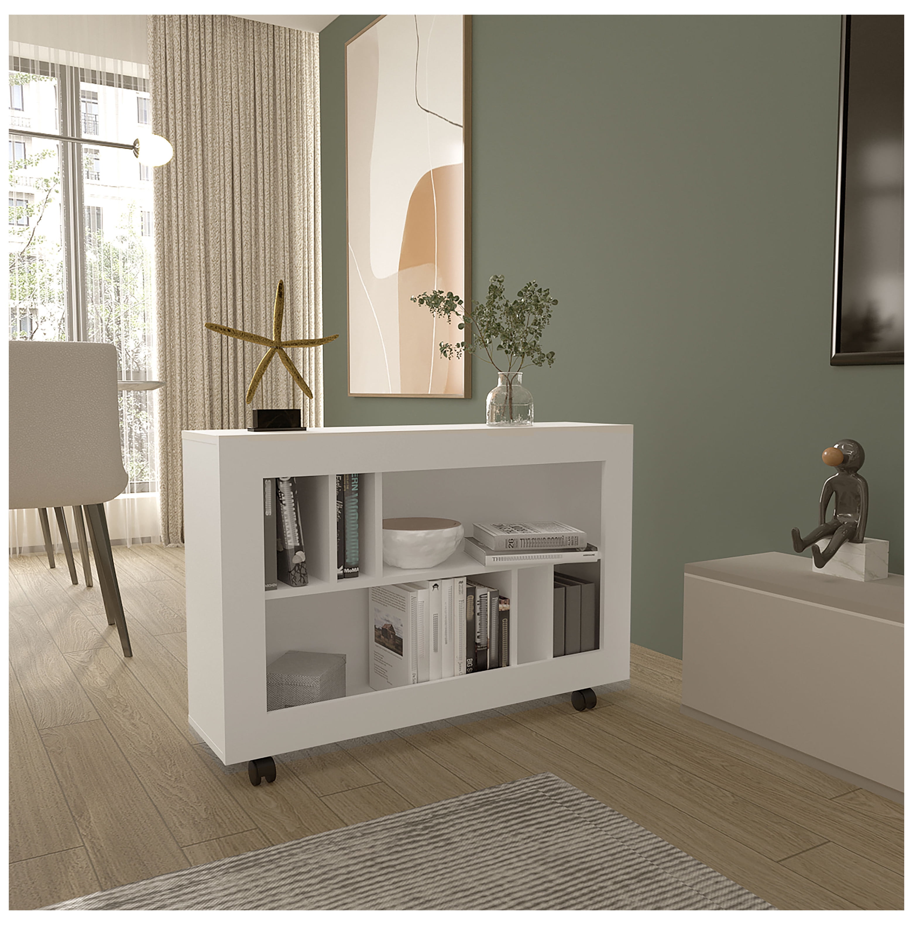 Console Table Cart with Wheels, 5 Shelves - Rolling Storage Cart for ...