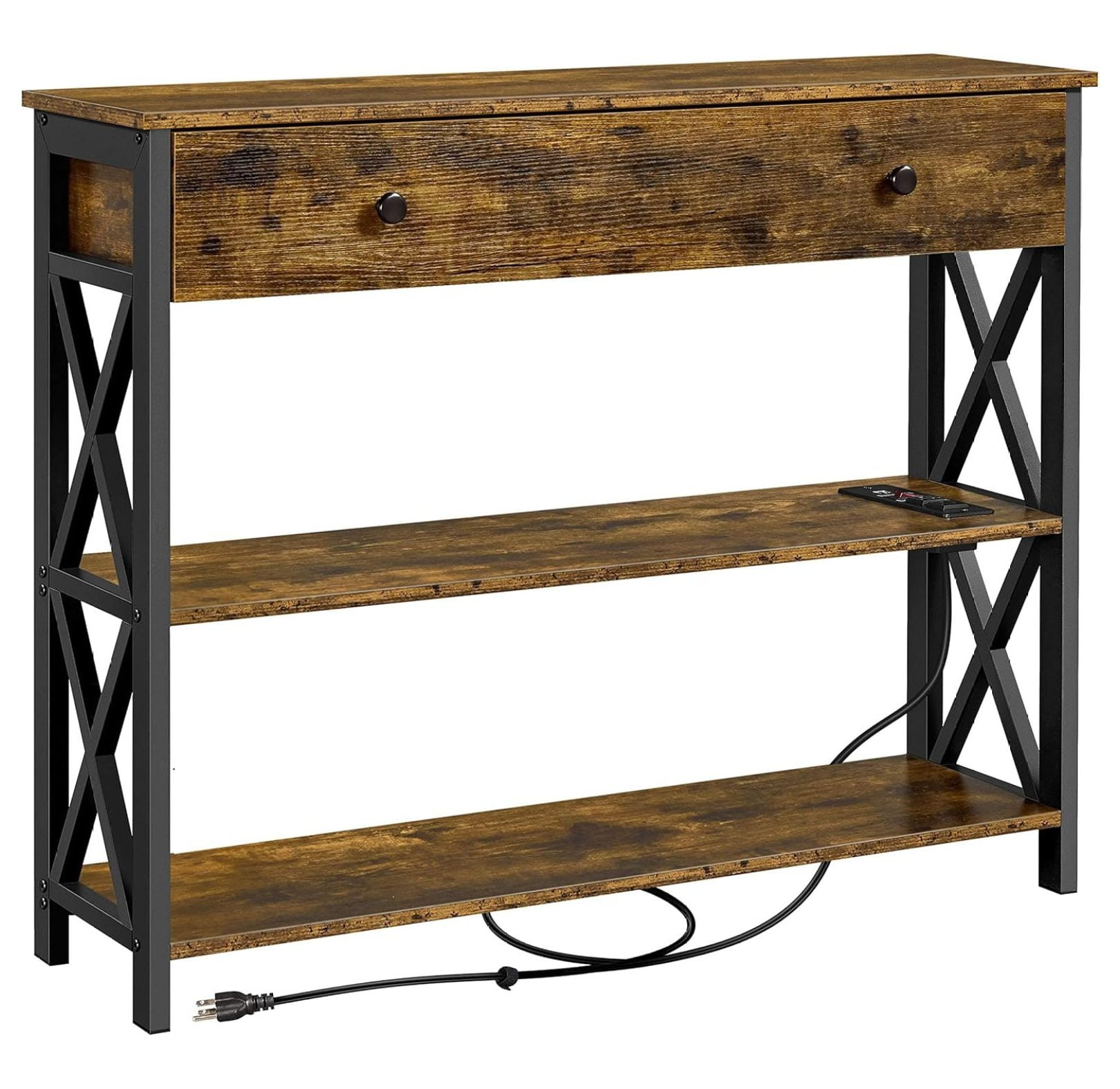 Console Table with Charging Station, 40" Narrow Entryway Table with 2 ...