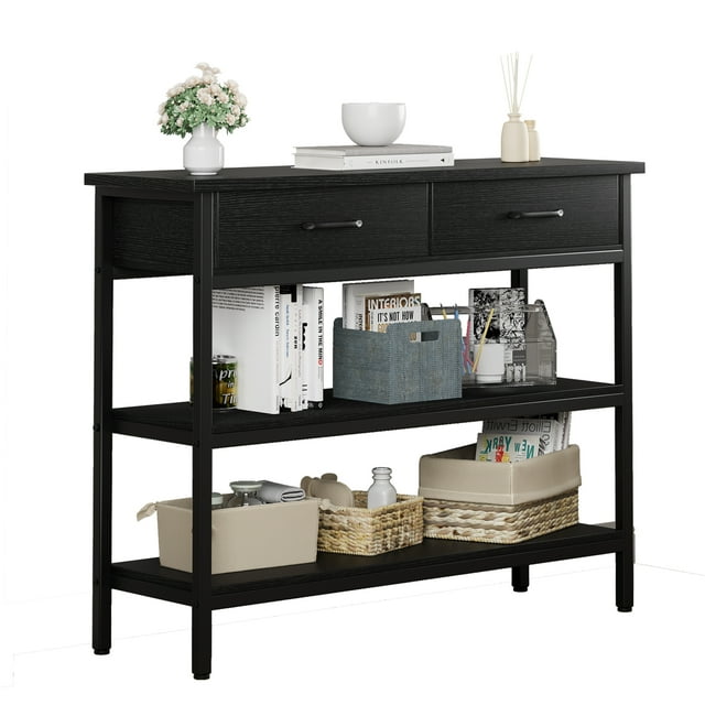 Console Table with Drawer, 3-Tier Entryway Table with Storage Shelves ...