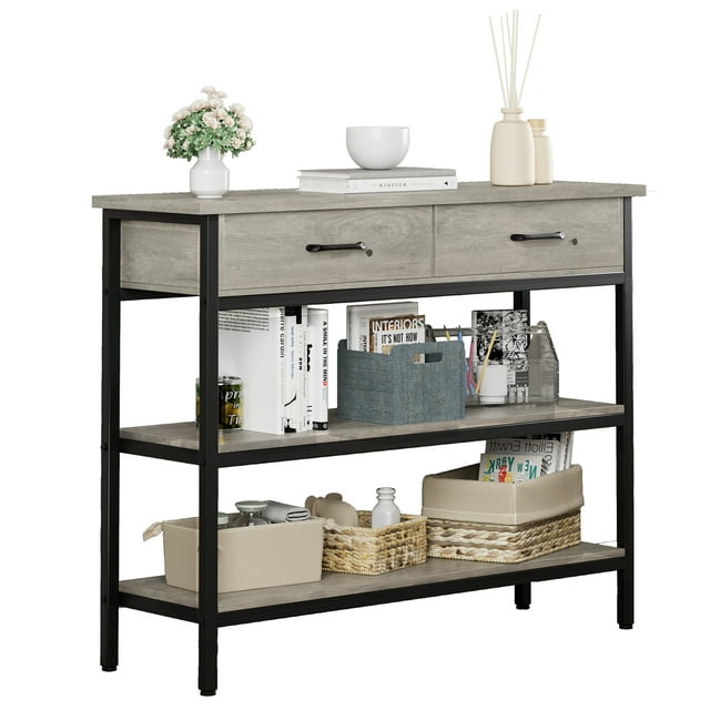 Console Table with Drawer, 3-Tier Entryway Table with Storage Shelves ...