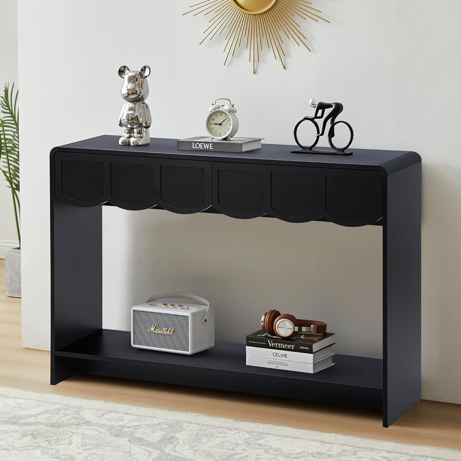 Console Table with Drawers, Mid-Century 43 Inches Narrow Entryway Table ...