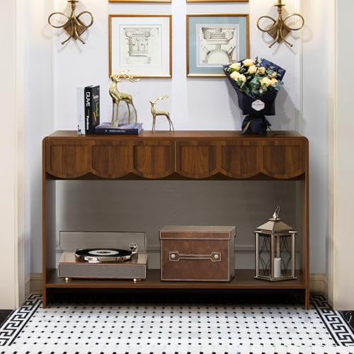 Console Table with Drawers, Mid-Century 43 Inches Narrow Entryway ...