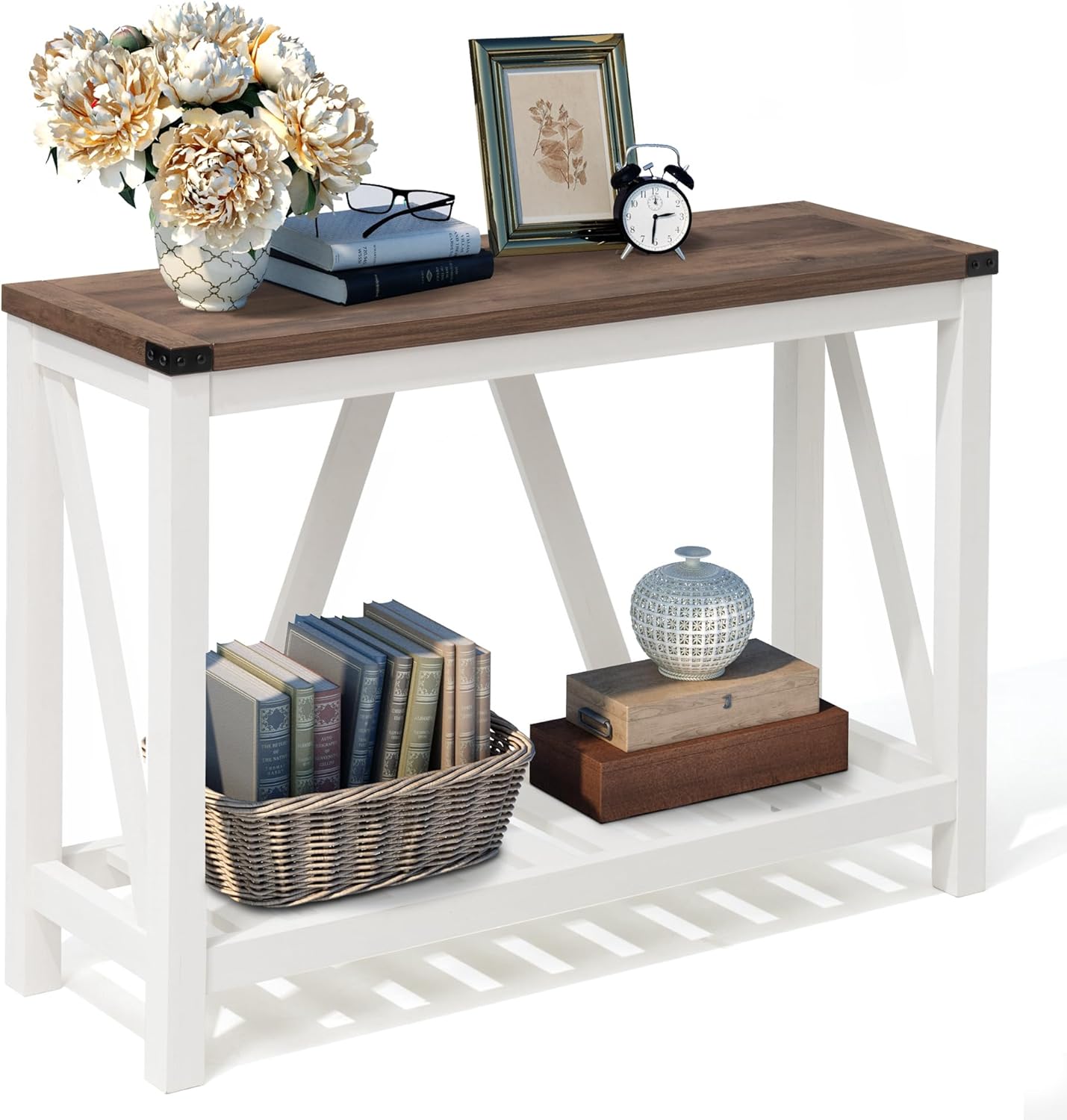 Console Table for Entryway, Farmhouse Entryway Table with Shelves ...