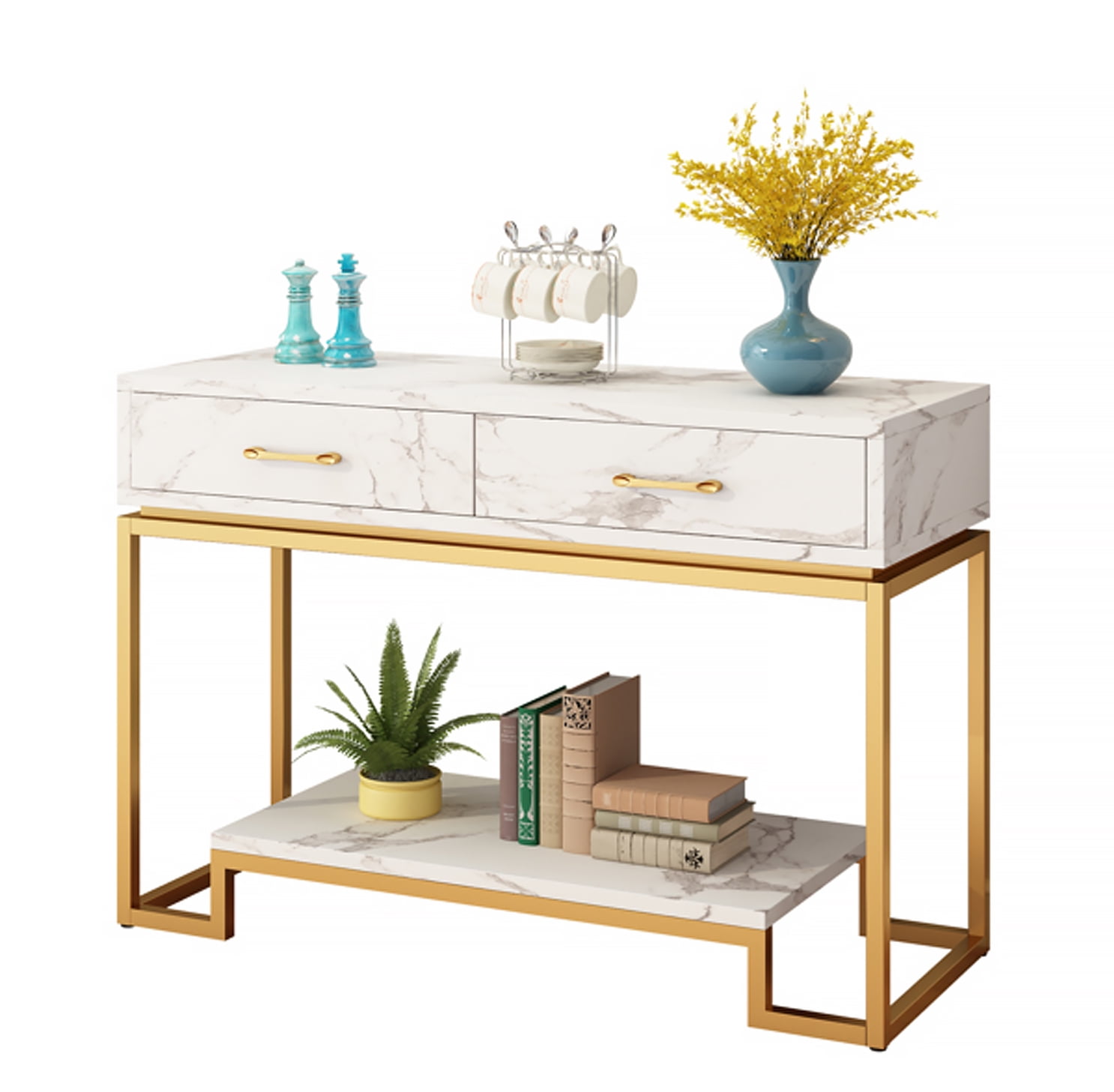 Console Table for Entryway, Sofa Table Narrow Long, 2-Tier Entryway ...