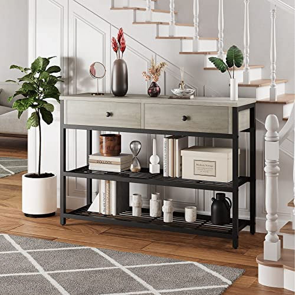Console Table, Entryway Table with 2 Drawers and 2 Tiers Shelf Hallway ...