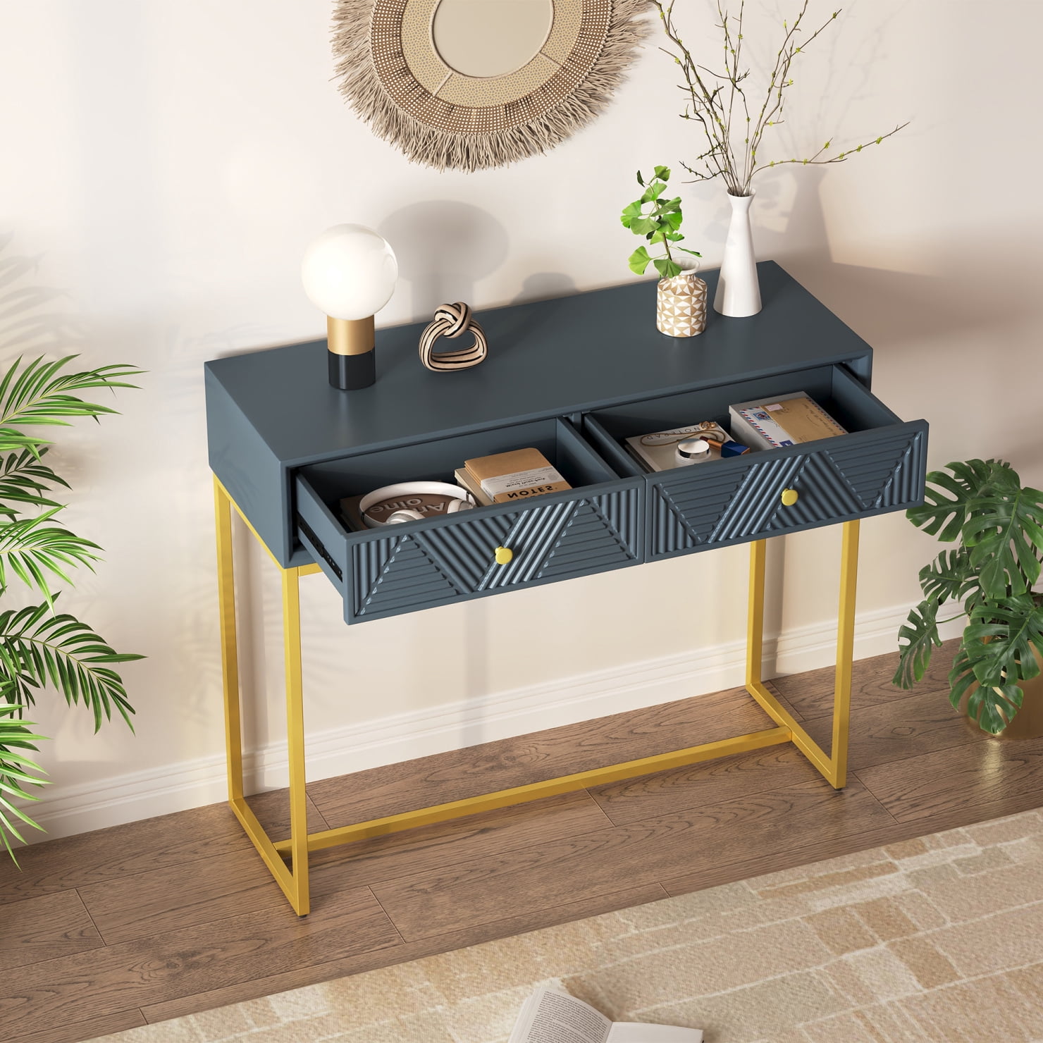 Console Table Entryway Table, Modern Sleek Console Table with Storage ...