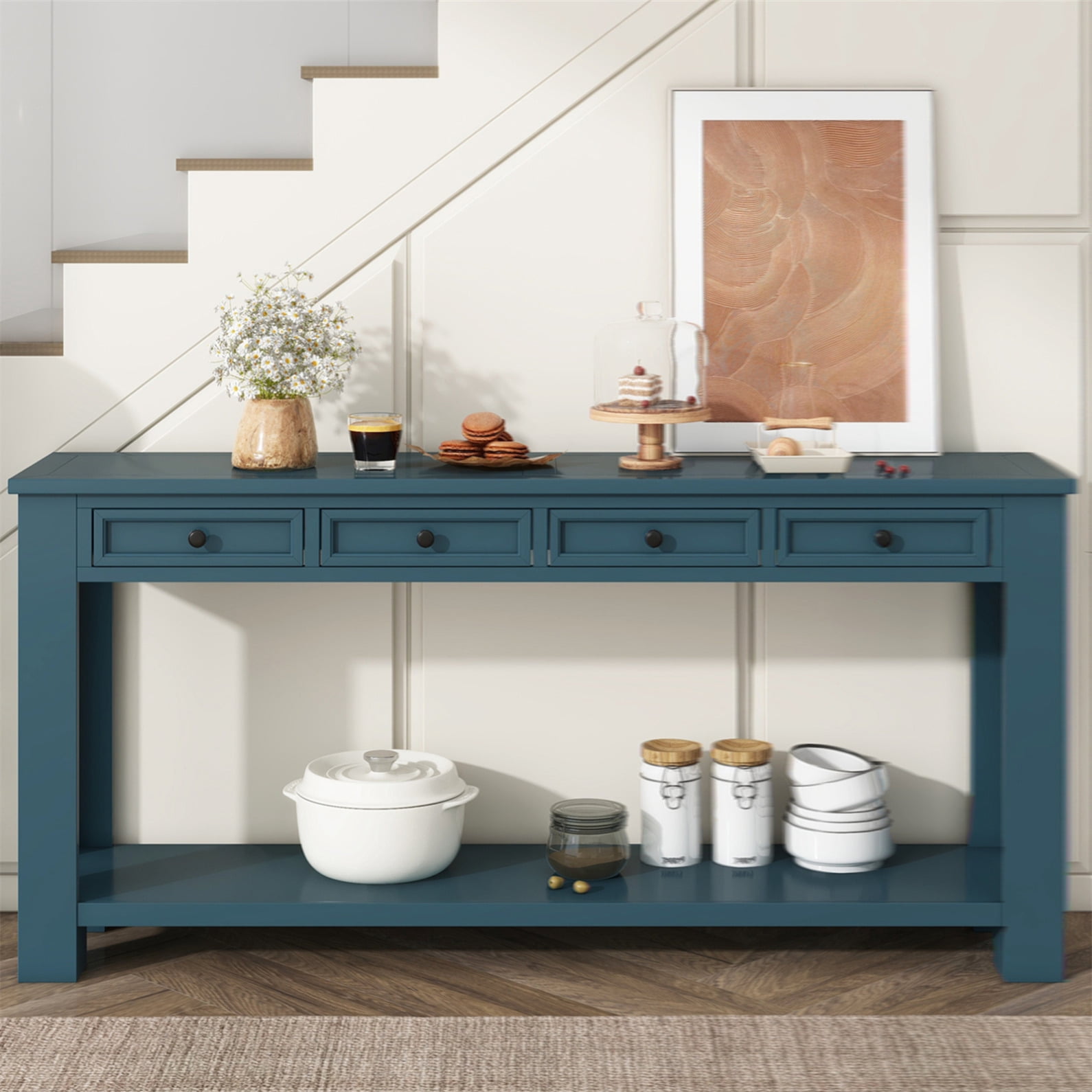 Console Table, Entryway Table with Storage Drawers and Bottom Shelf ...