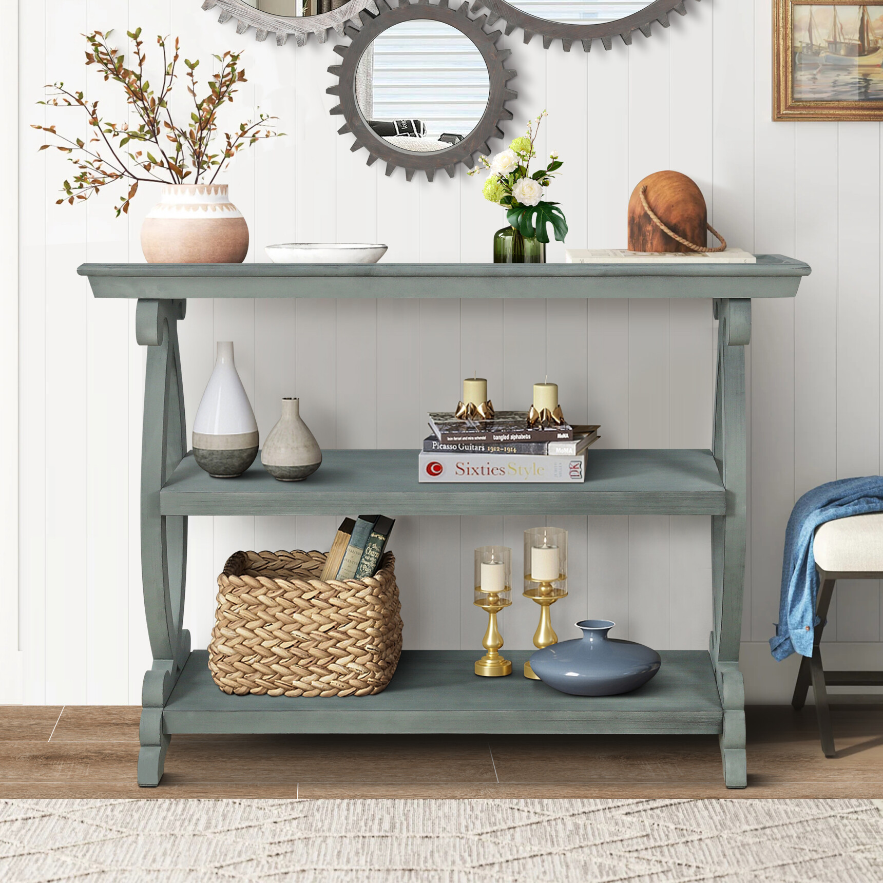Console Table,Entryway Table With 3-Tier Multifunctional Display Shelf ...