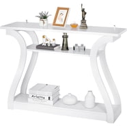 Ktaxon 3-Tier Wooden Console Table, 3 Drawers, Shelves, Retro Gray ...