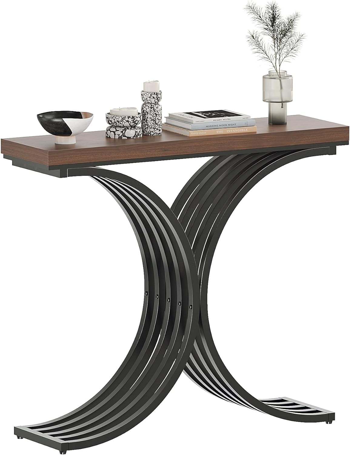 Deco Console Table - Entryway Table with Geometric Metal Base for ...