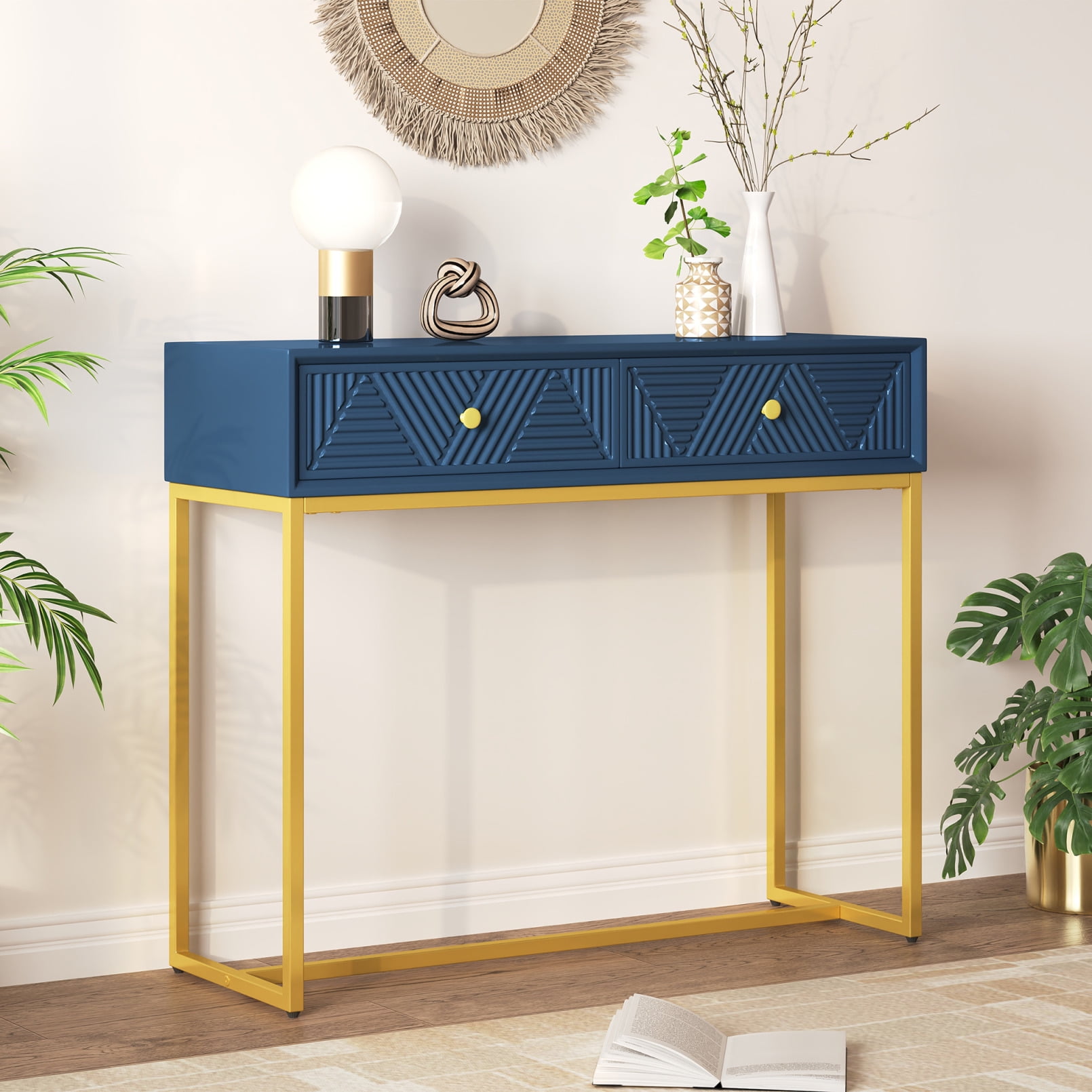 Console Table, Entryway Table with Storage Drawers, Modern Vanity Desk ...