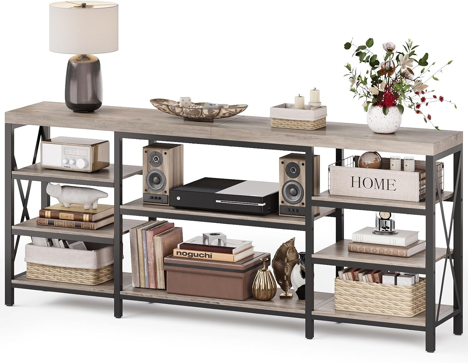 Console Table, Extra Long Entryway Table, 70.9 Inch Sofa Table with 9 ...