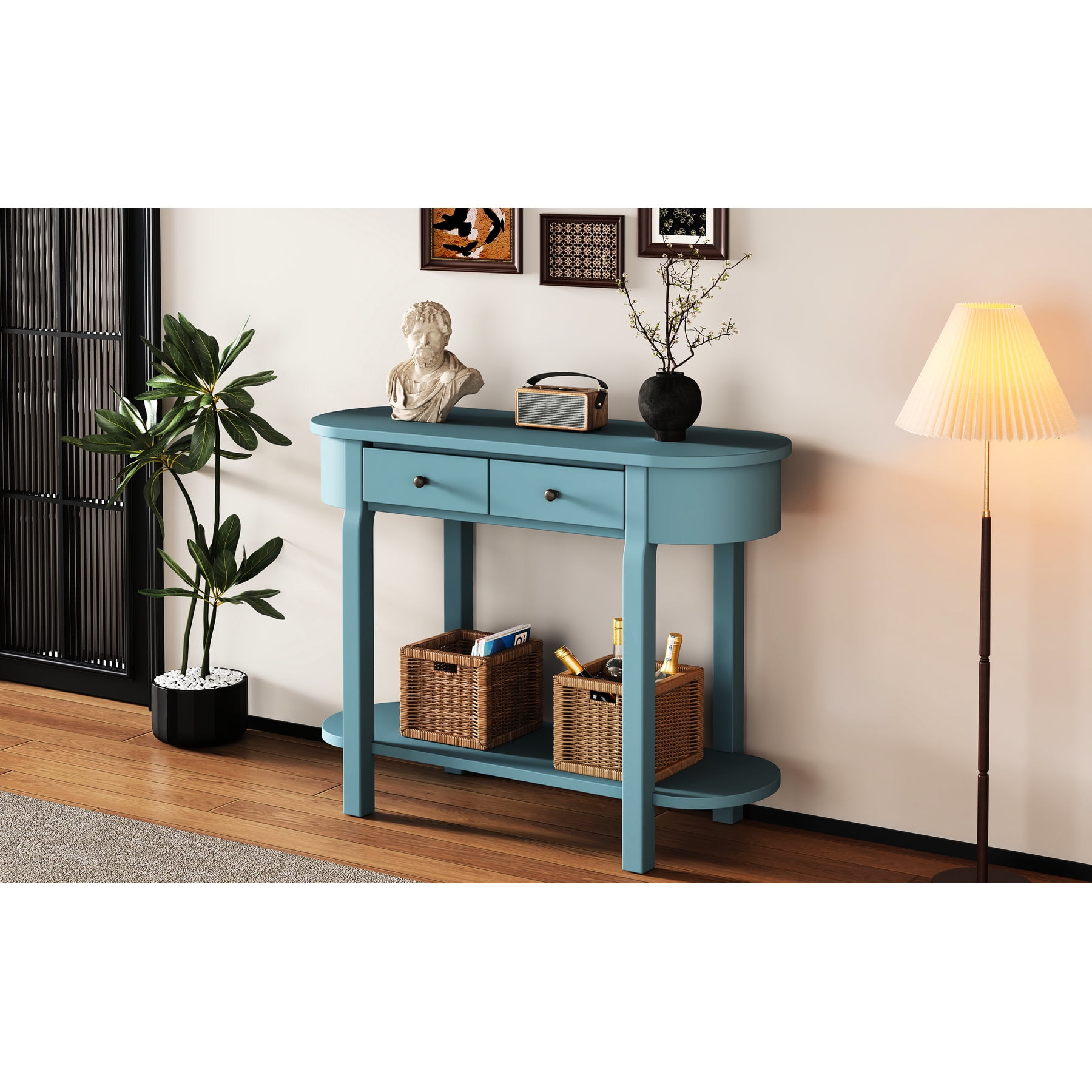 Console Table In Turquoise - Simple Vintage Style & Pine Construction 2 ...
