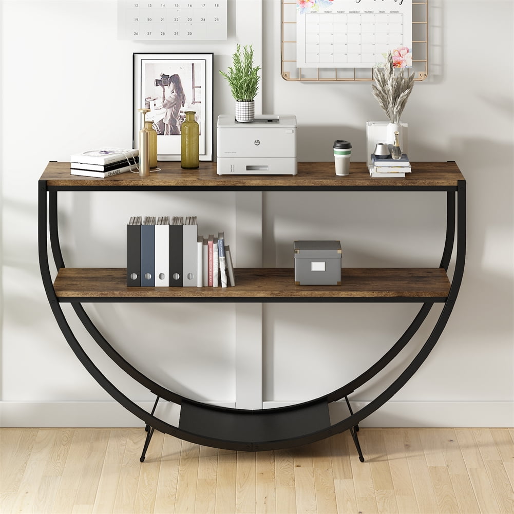 Console Table, Industrial Design Display Shelf, Half-Moon Hallway ...
