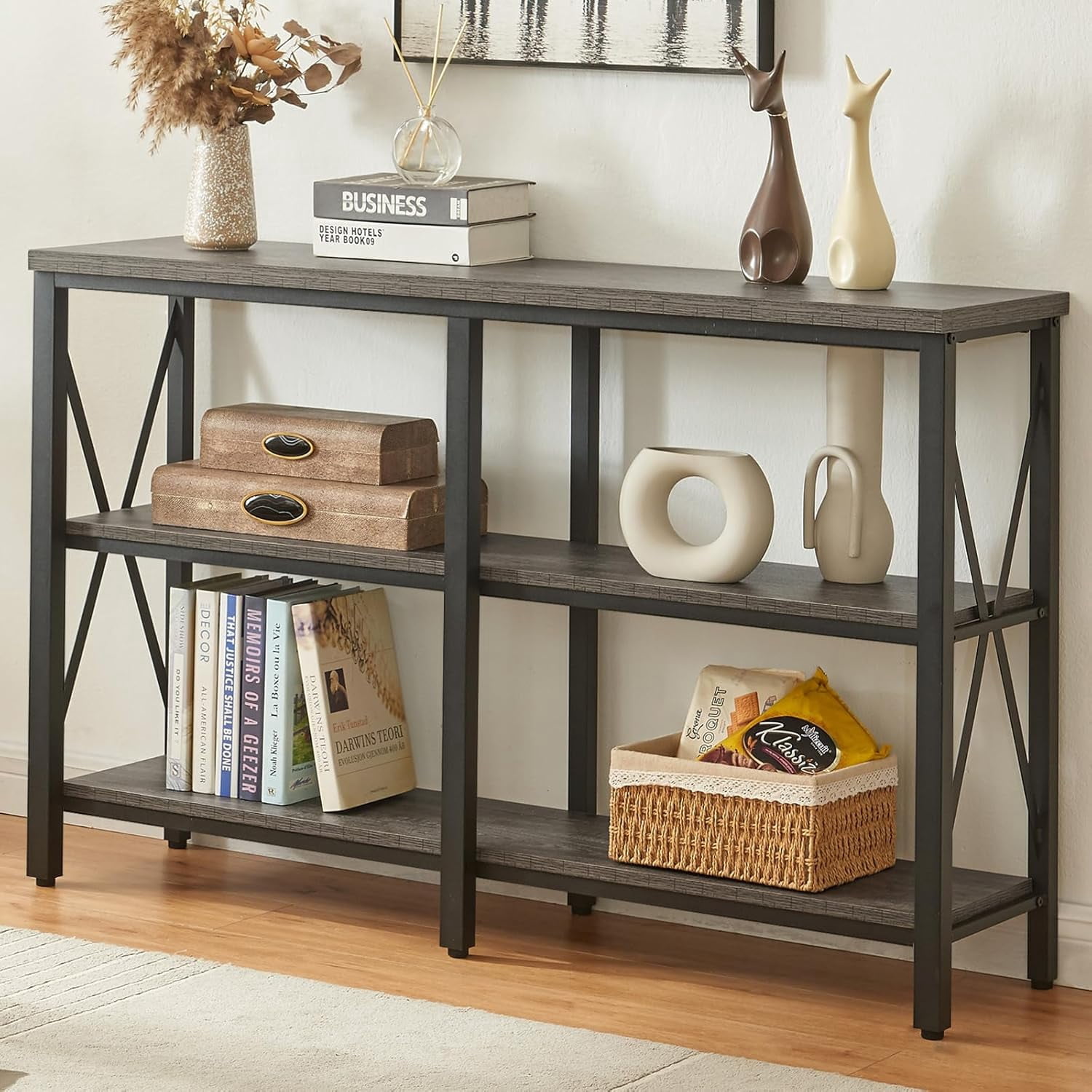 Console Table,Industrial Sofa Table with Metal Frame,Entryway Table ...