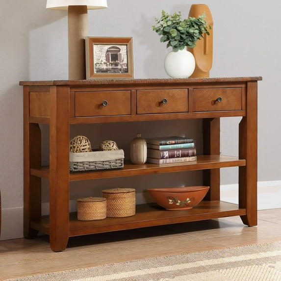 Console Table, Modern Entryway Table with 3 Storage Drawers and 2 Open ...