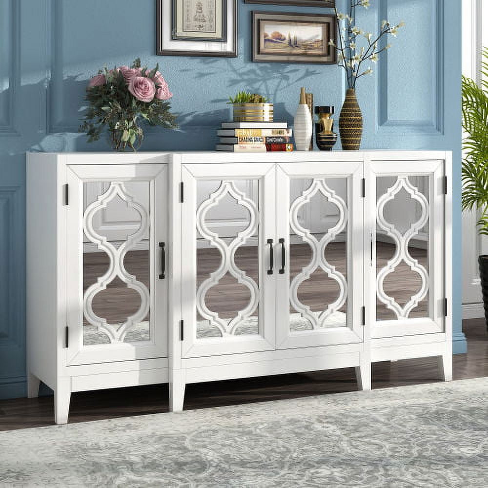 Console Table,Modern Mirrored Console Table with 4 Cabinets and 3 ...