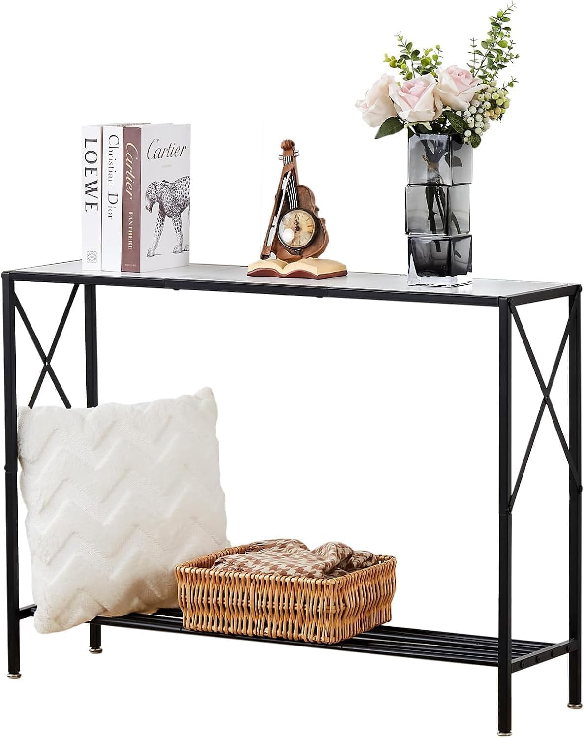 Console Table,Multifunctional Sofa Side Table with Shelves,Behind Couch ...