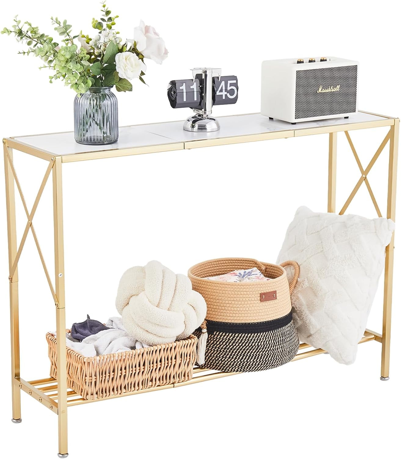 Console Table,Multifunctional Sofa Side Table with Shelves,Behind Couch ...