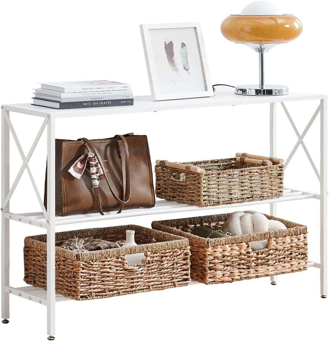 Console Table,Multifunctional Sofa Side Table with Shelves,Behind Couch ...