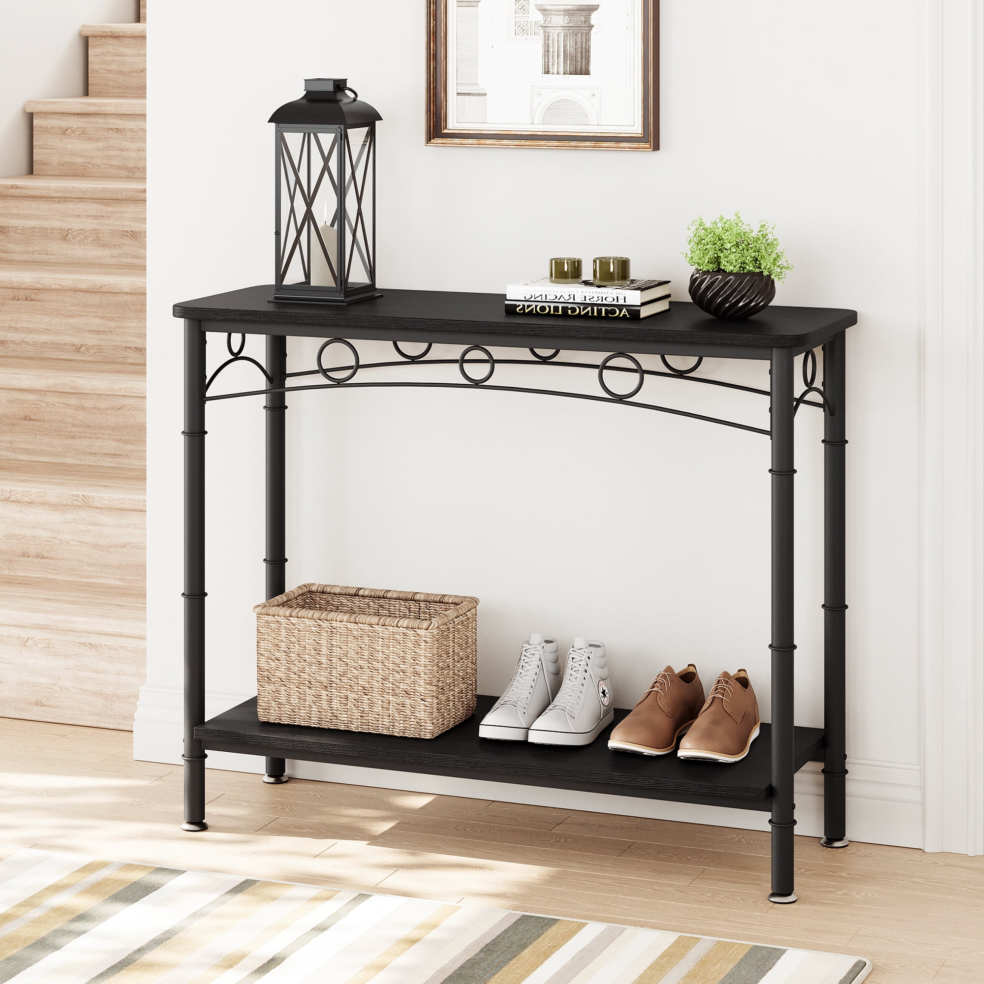 Console Table, Narrow Entryway Table, Industrial Sofa Table with ...