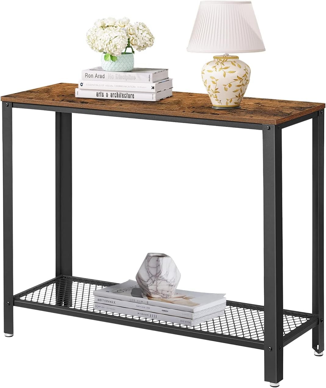 Console Table, Narrow Entryway Table, 2-Tier Sofa Table with Shelves ...