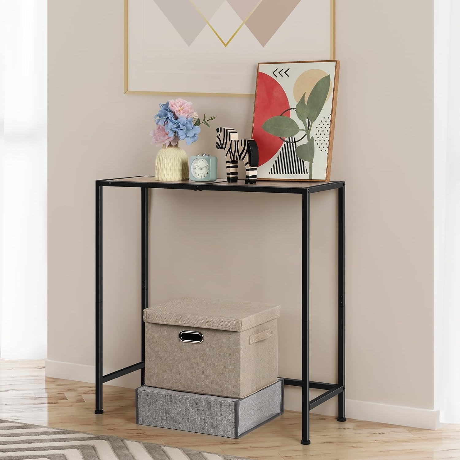 Console Table, Narrow Entryway Table, Industrial Sofa Table w/Shelf for ...