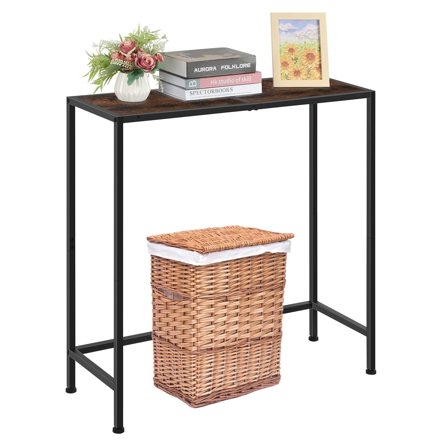 Console Table, Narrow Entryway Table, Industrial Sofa Table w/Shelf for ...