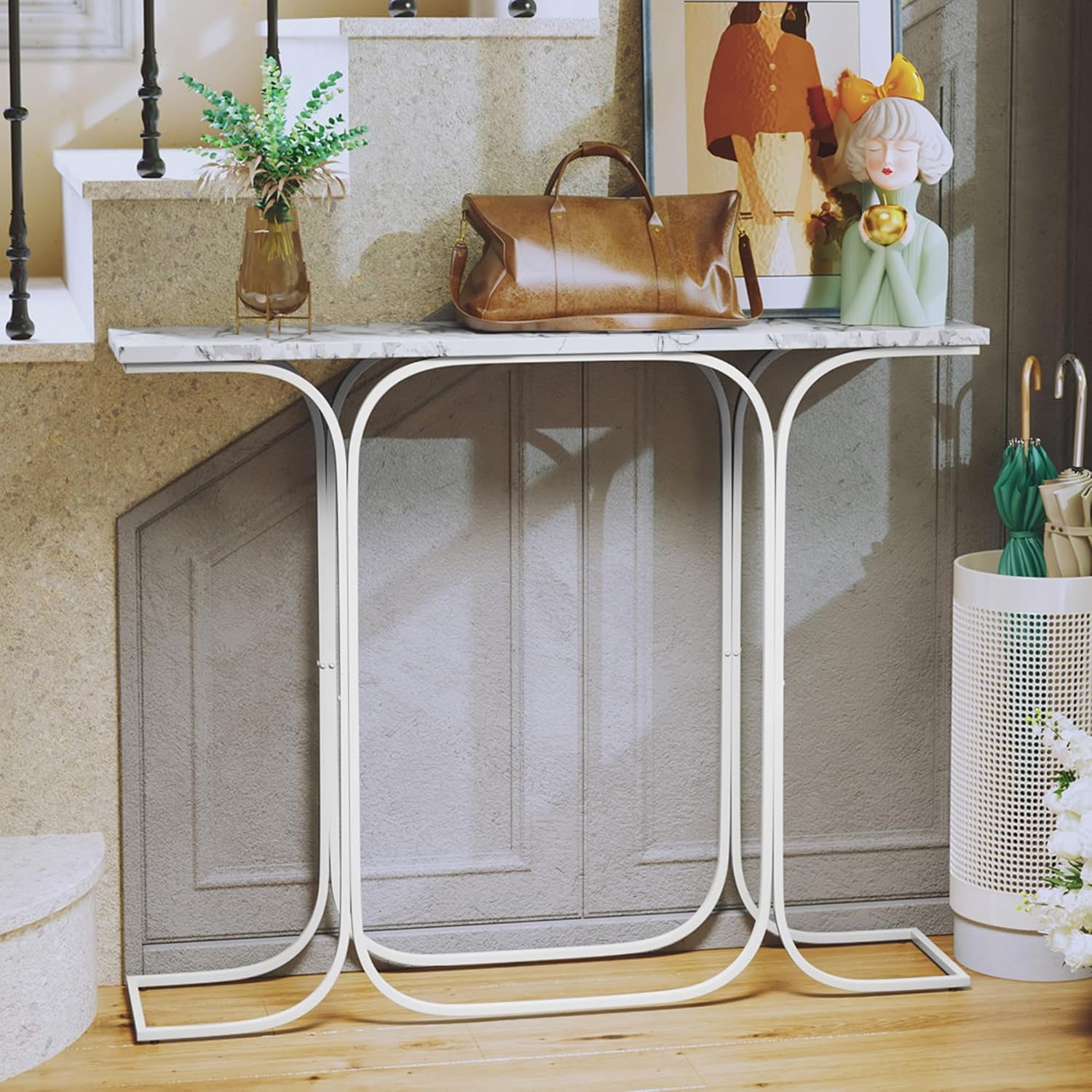 Console Table Narrow Sofa Table with Stable Metal Legs Entrance Table ...