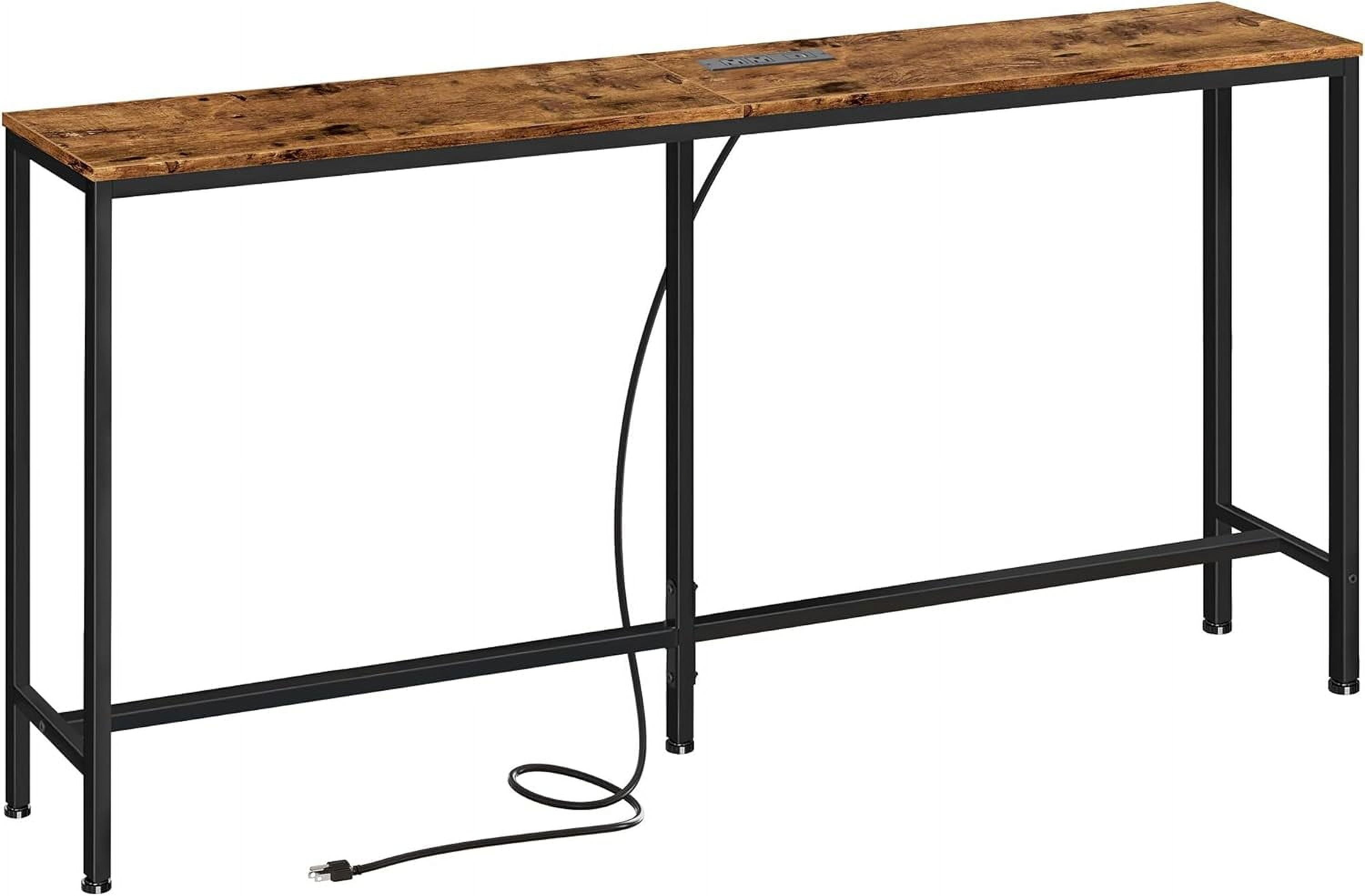 Console Table with Outlet, 63 Inch Sofa Table with Charging Station ...