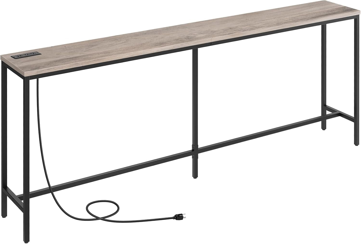 Console Table with Power Outlet, 78.7" Narrow Sofa Table, 11.8" Wide ...