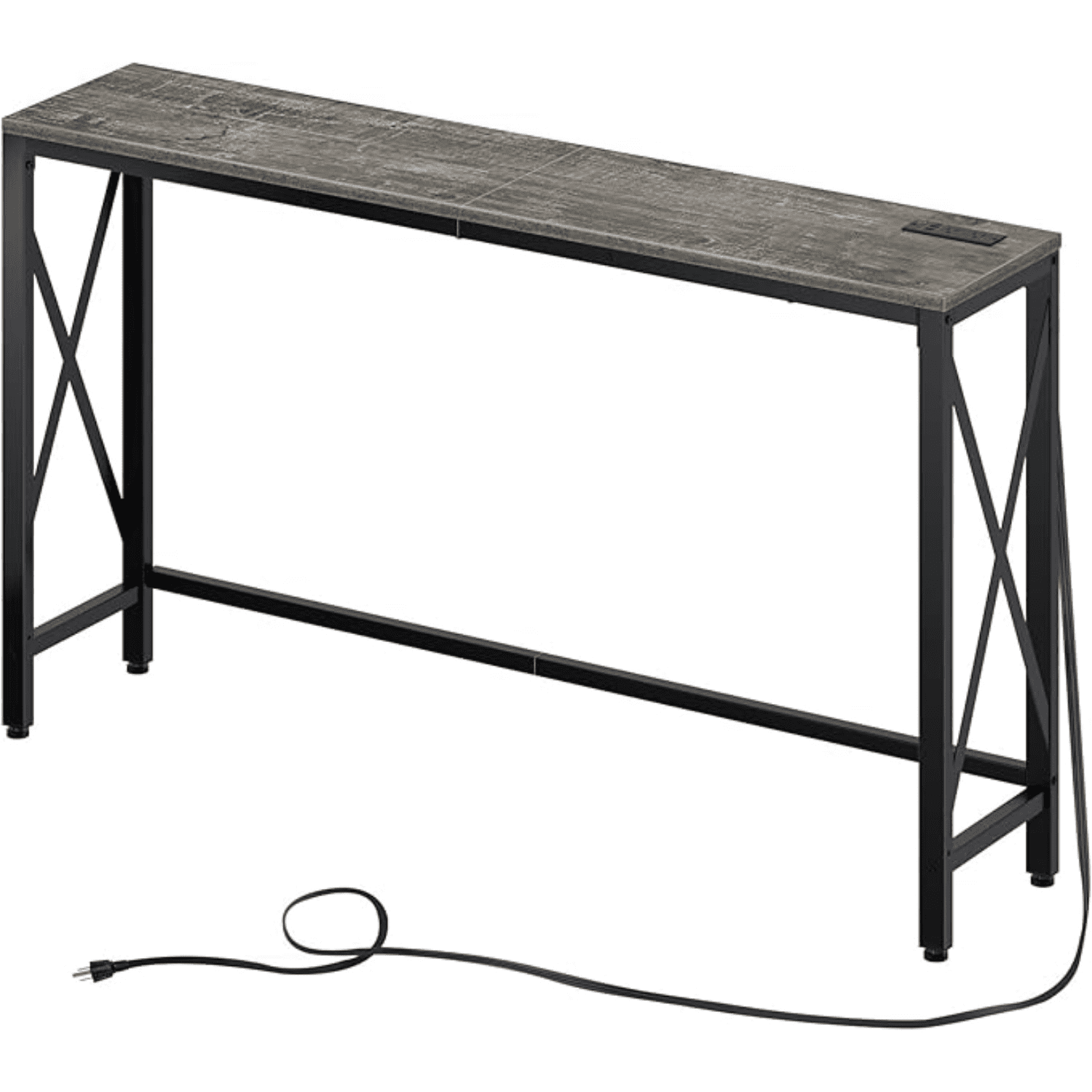 Console Table with Power Outlet, Narrow Sofa Table, 55.1" x 11.8 ...