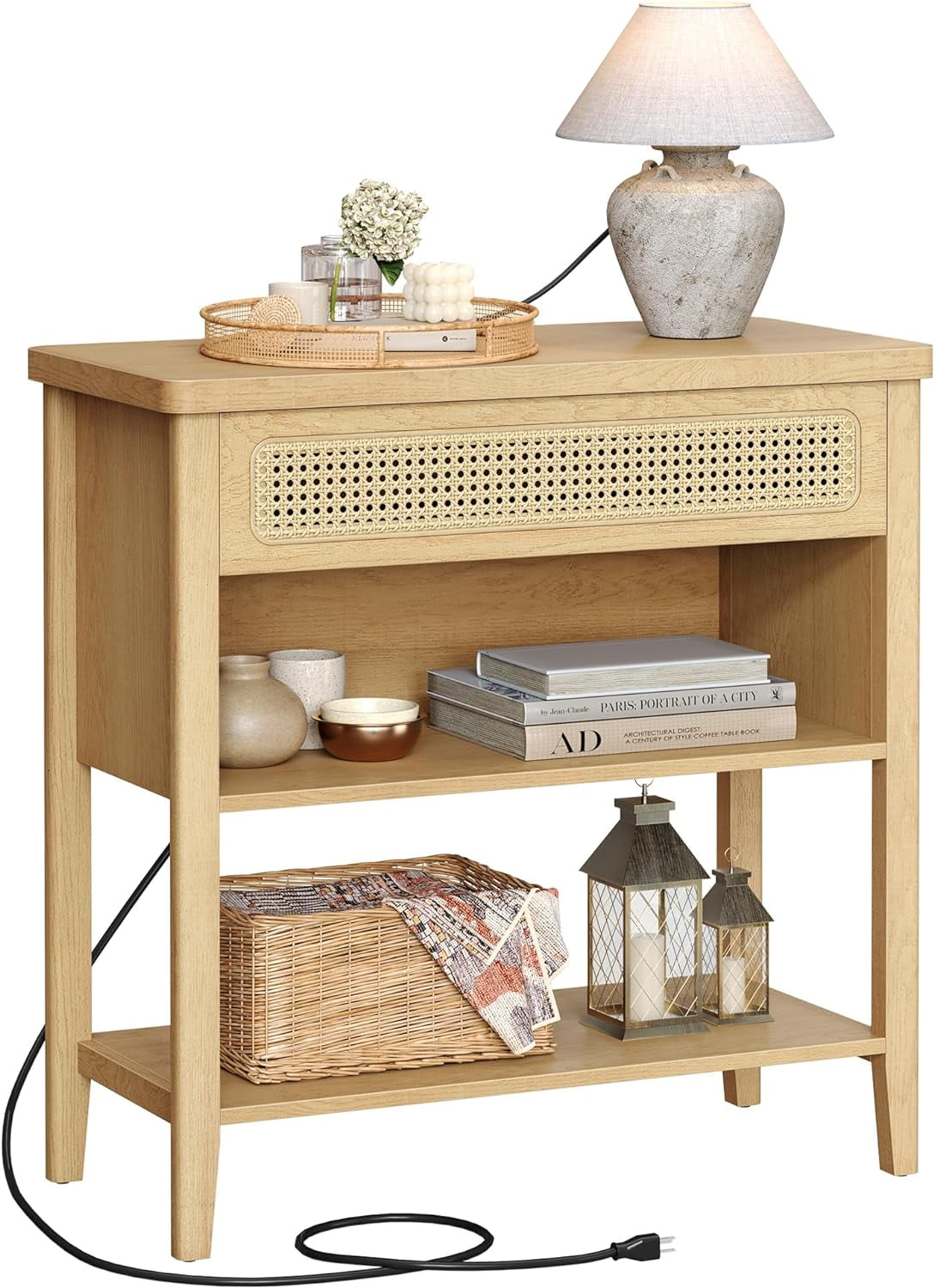 Console Table with Power Outlets, Entryway Table with Storage Shelf ...