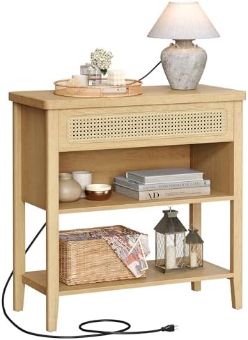 Console Table with Power Outlets, Entryway Table with Storage Shelf ...