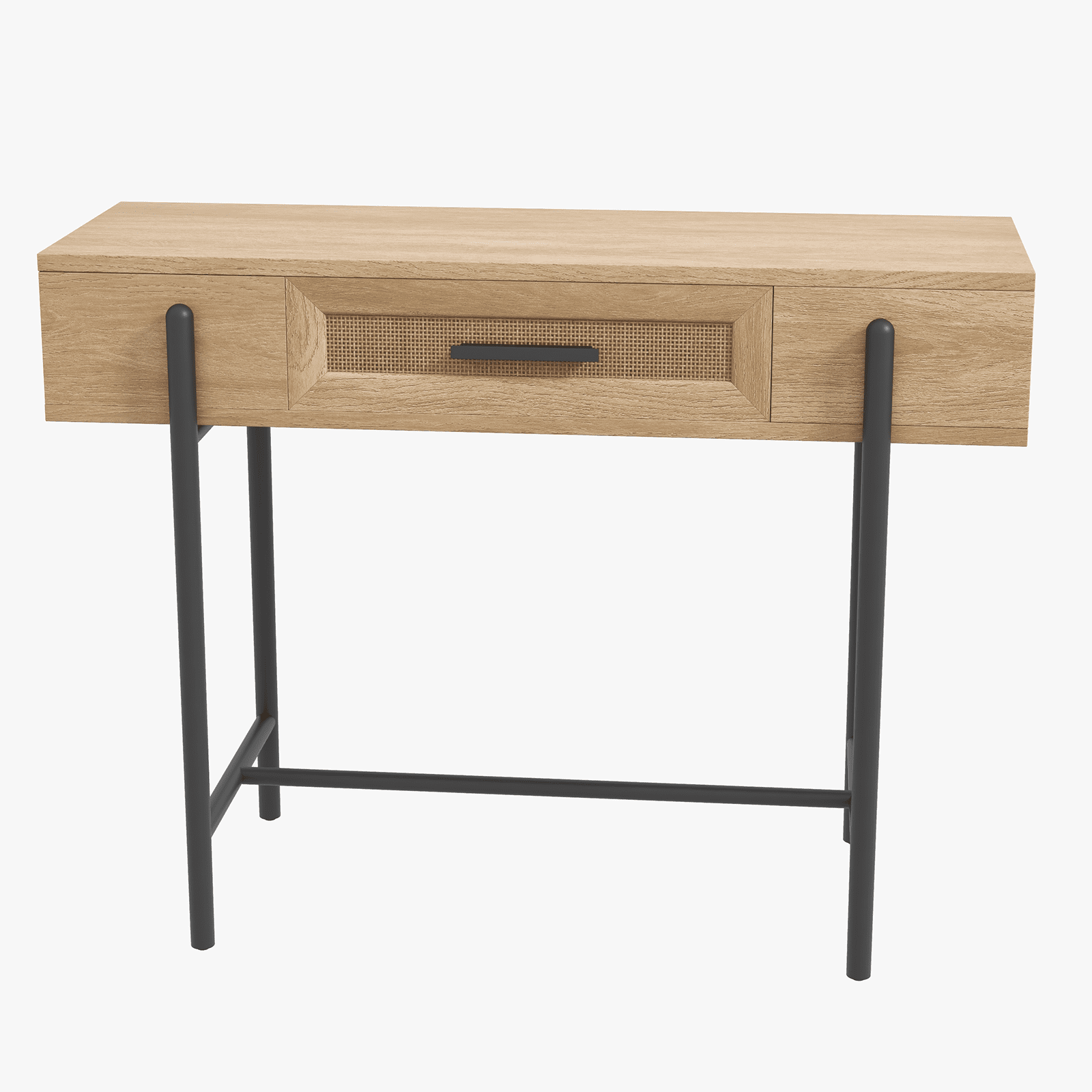 Console Table, Rattan Wooden Metal Console Table with Storage Drawers ...