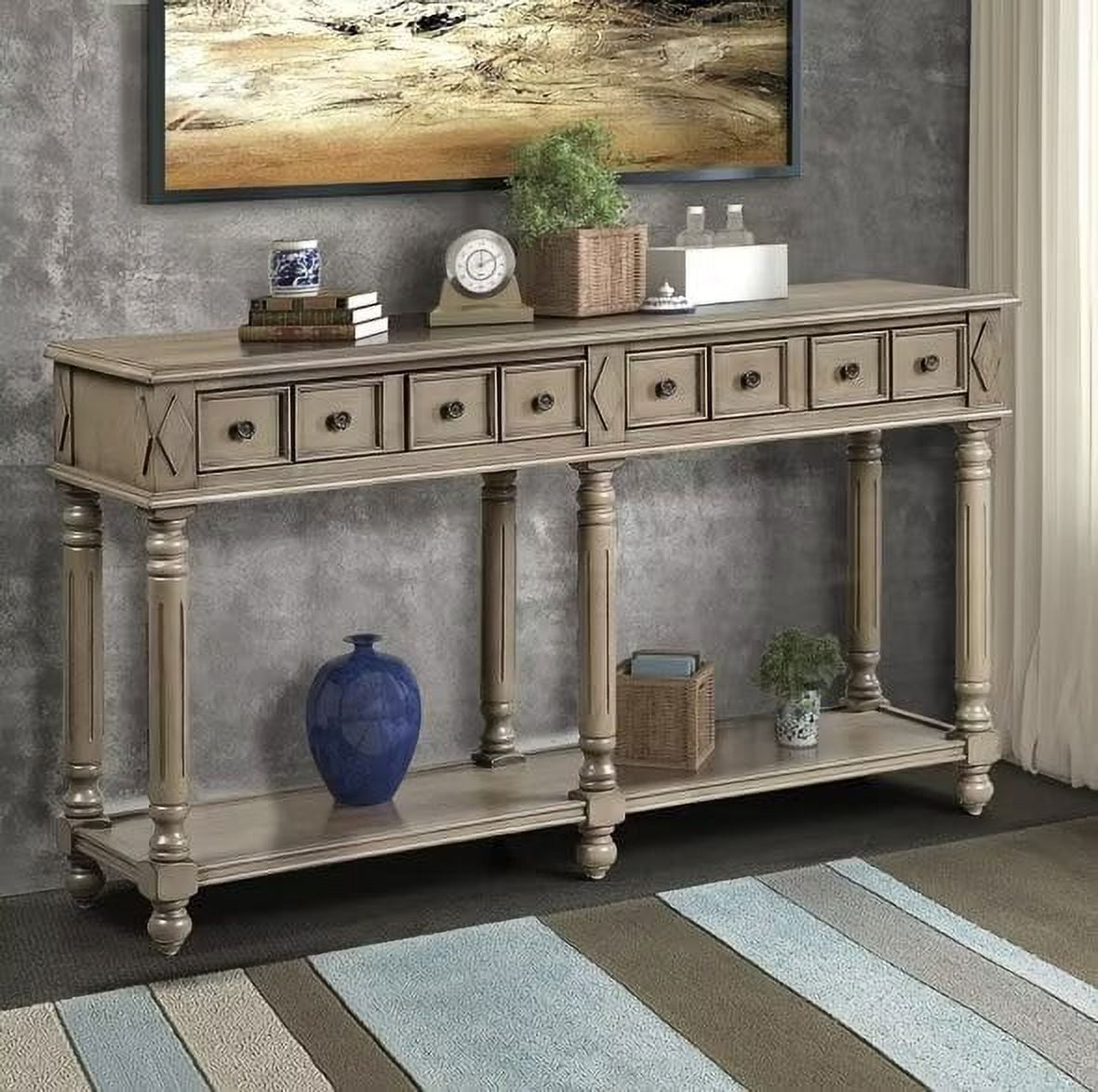 Console Table,Retro Sofa Table with 2 Drawers and Bottom Shelf,Narrown Entryway Table Sideboard ...
