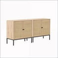 Console Table Set of 2, Modern Rattan Door Side Tables with Storage ...