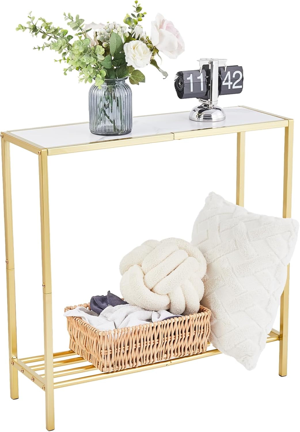 Console Table, Sofa Side Table with Shelves,Behind Couch TV Tables with ...