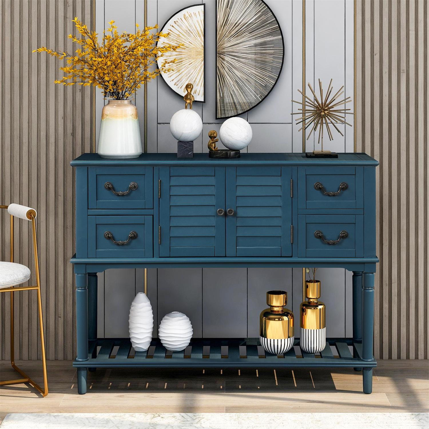Console Table Sofa Table Sideboard with Shutter doors and 4 Drawers ...