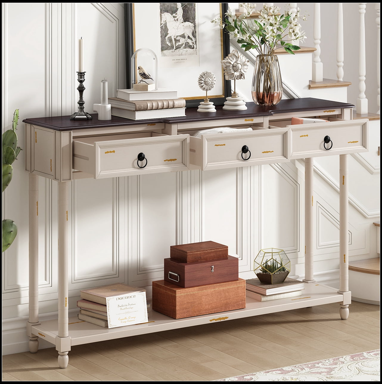 Console Table Sofa Table with Drawers for Entryway with Projecting ...