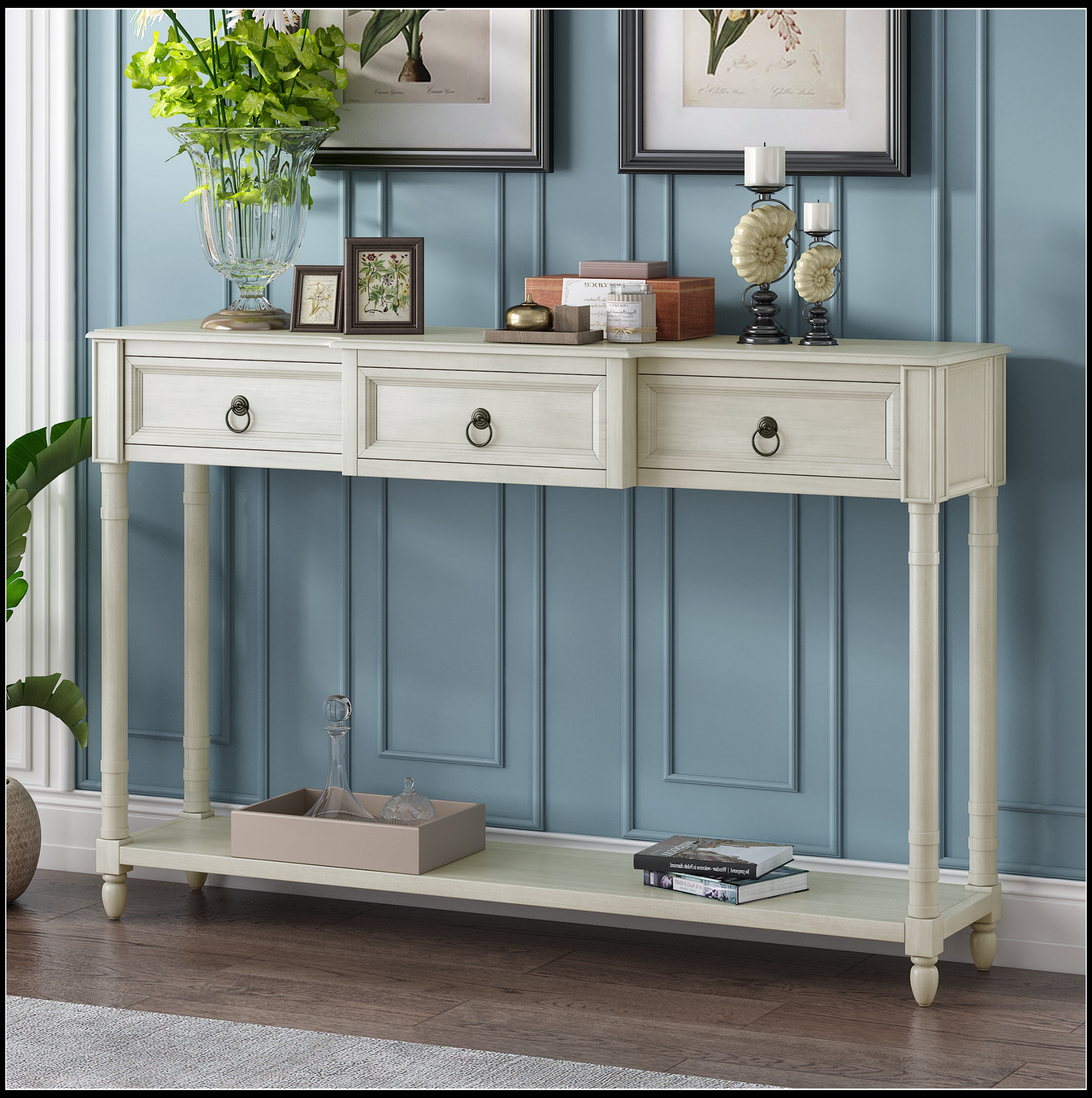 Console Table Sofa Table with Drawers for Entryway with Projecting ...
