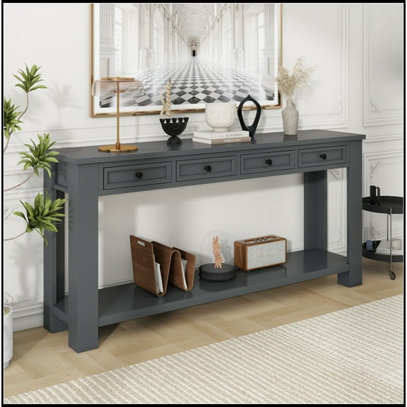 Console Table/Sofa Table with Storage Drawers and Bottom Shelf for ...