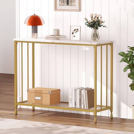 Homhougo, Console Table, Narrow Entryway Table, Gold - Walmart.com