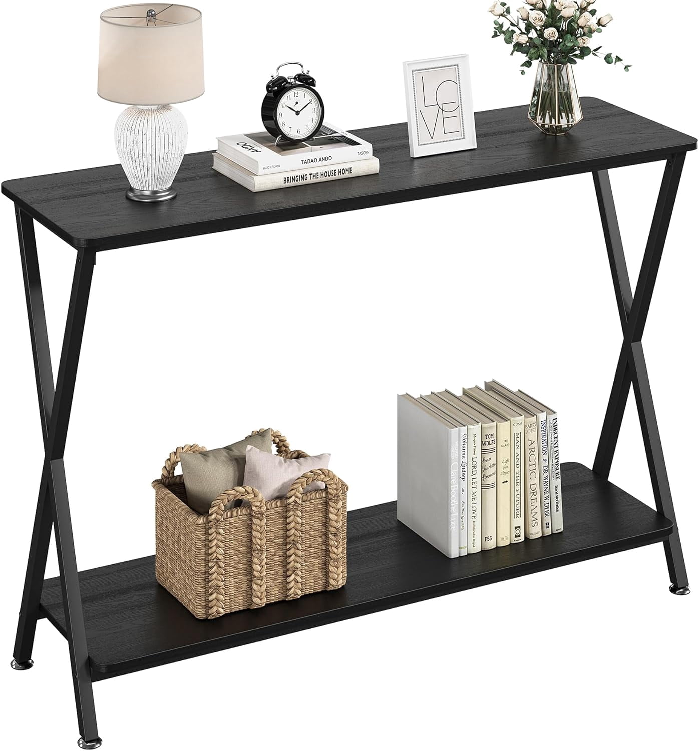 Console Table, Sofa Tables Narrow Entryway Table with Storage Shelf and ...