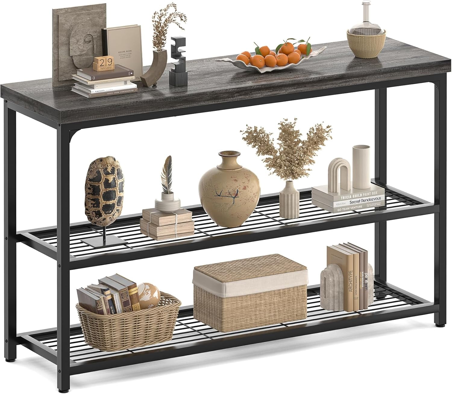 " Console Table with Storage, 3-Tier Narrow Entryway Table, Sofa Table ...