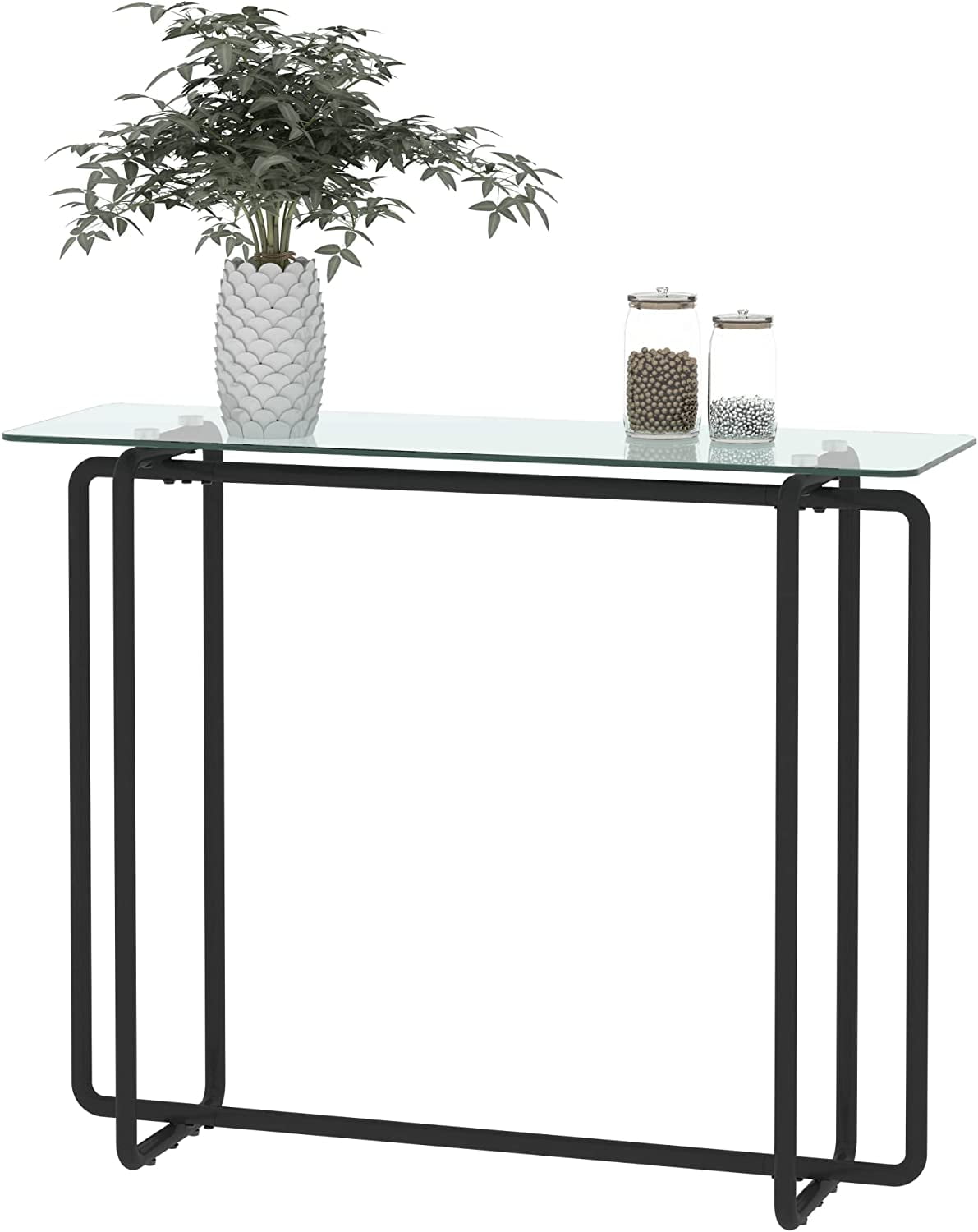 Console Table, Tempered Glass Entryway Table, Modern Sofa Table with ...
