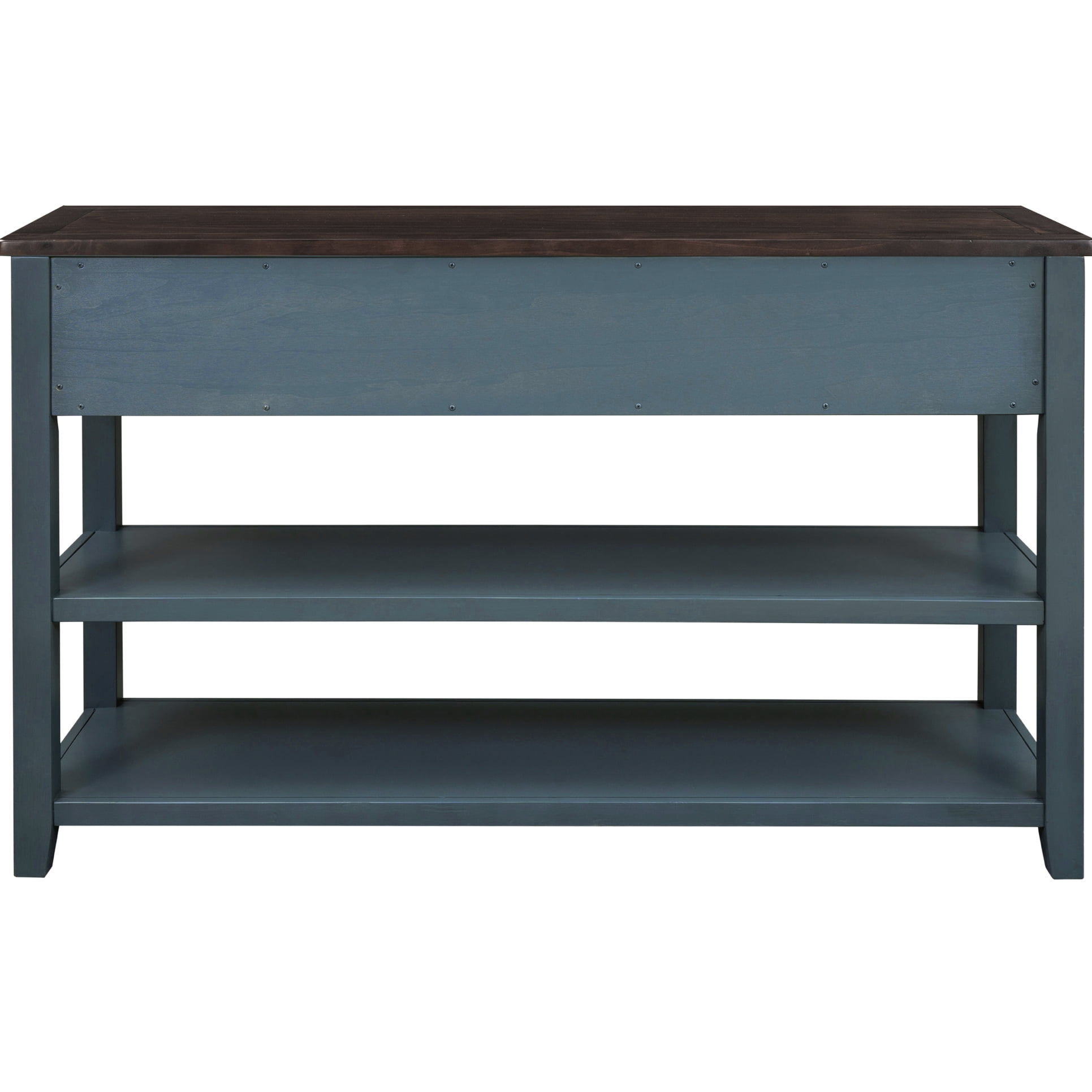 Console Table With 3 Drawers & 2 Open Shelves, Navy, Mid-century ...