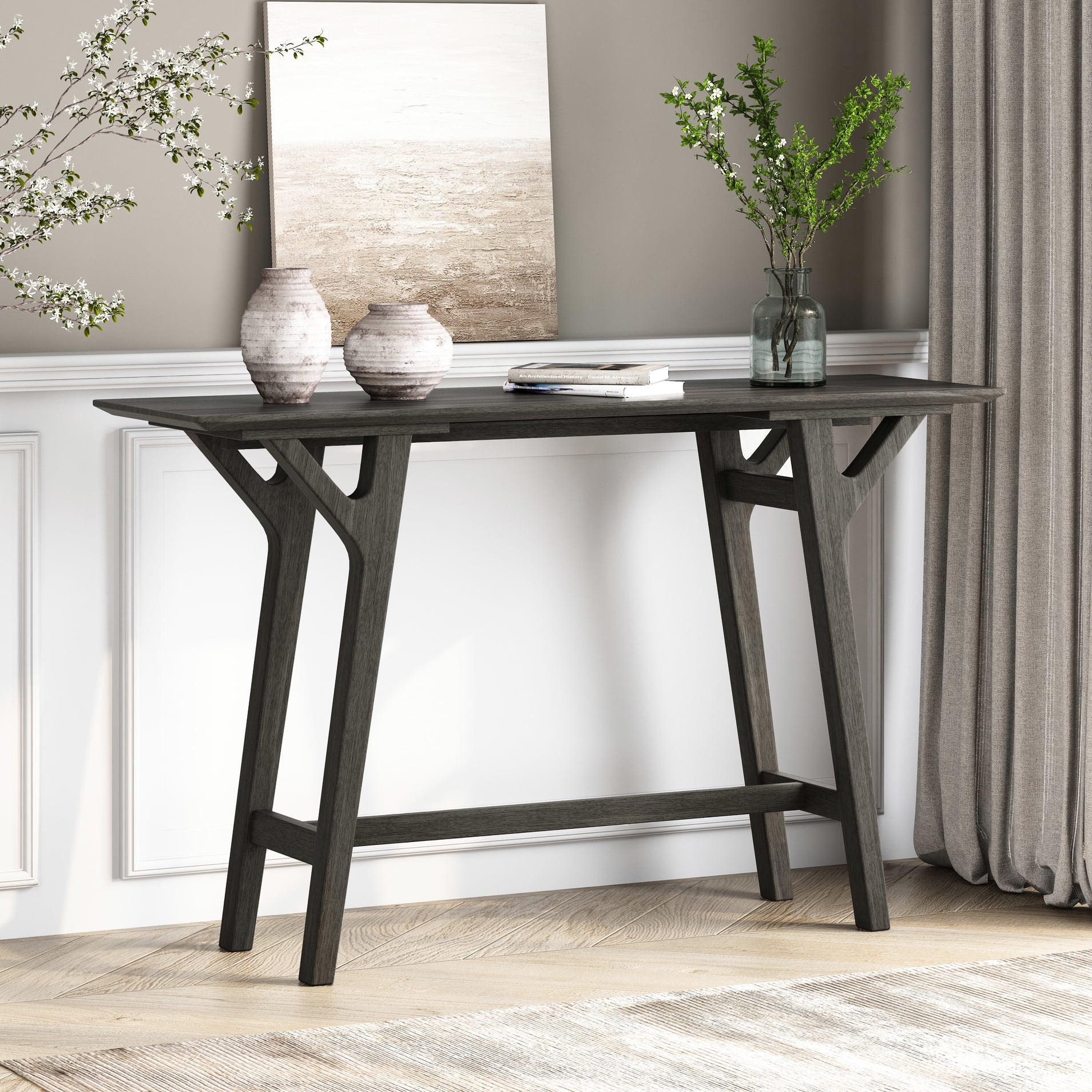 Console Table With Modern Design, Grey And 63.85 In. Long Package Mid ...
